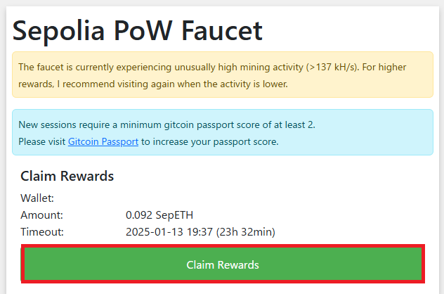 テストネットETHファウセットSepolia PoW Faucetの使い方 | すなぎつ